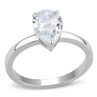 Stainless Steel 1.8ct Pear Teardrop Solitaire CZ Engagement Wedding ...
