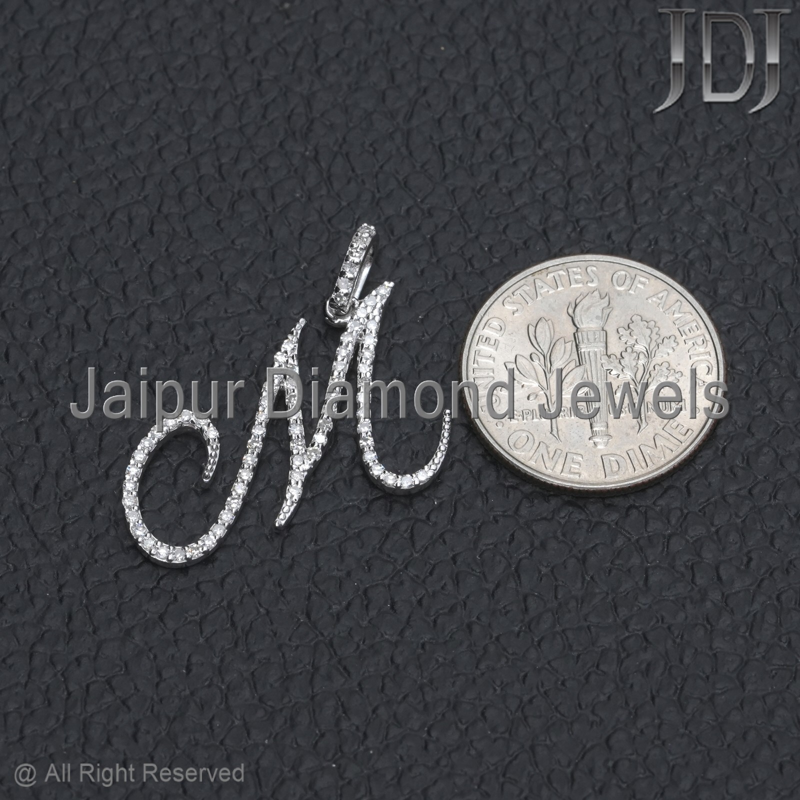 Natural Diamond Solid 14k White Gold M Initial Alphabet Letter Charm Pendant | eBay
