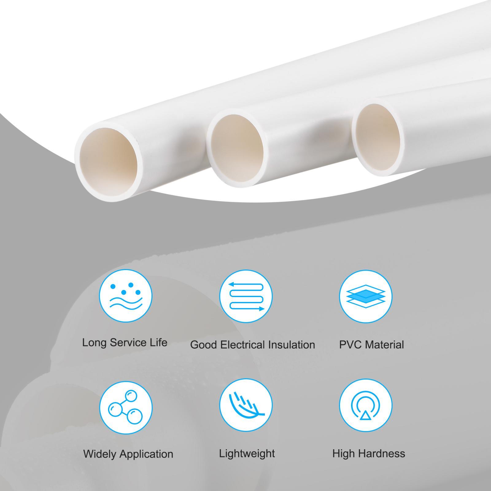 3pcs PVC Pipe 21mm ID x 25mm OD 0.5m Rigid Water Pipe Drain Pipe White ...