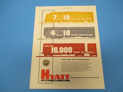 1954 Hyatt Roller Bearing Journal Boxes Print Ad Trains Freight Cars ...