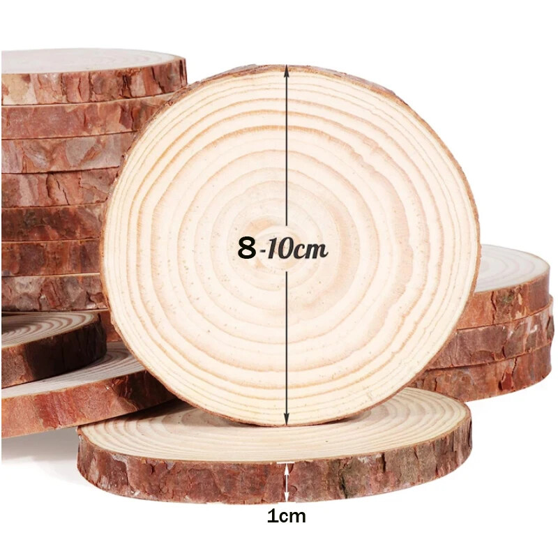 Natural Pine Round Wood Slices with Bark DIY Crafts Perfect for ...