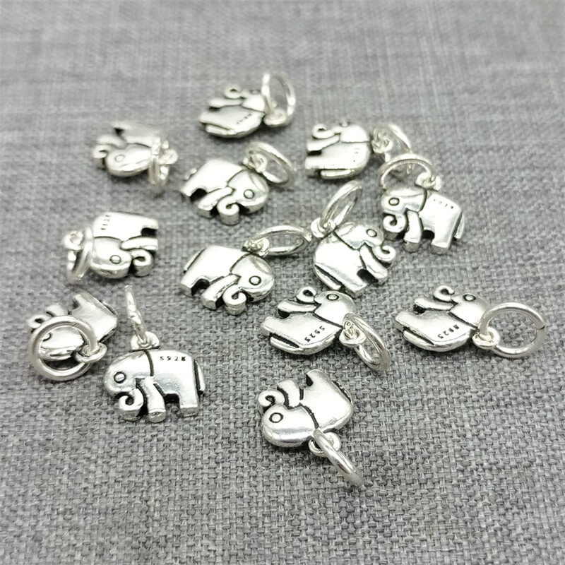 8pcs of 925 925 Sterling Silver Small Elephant Charms 2-Sided for ...