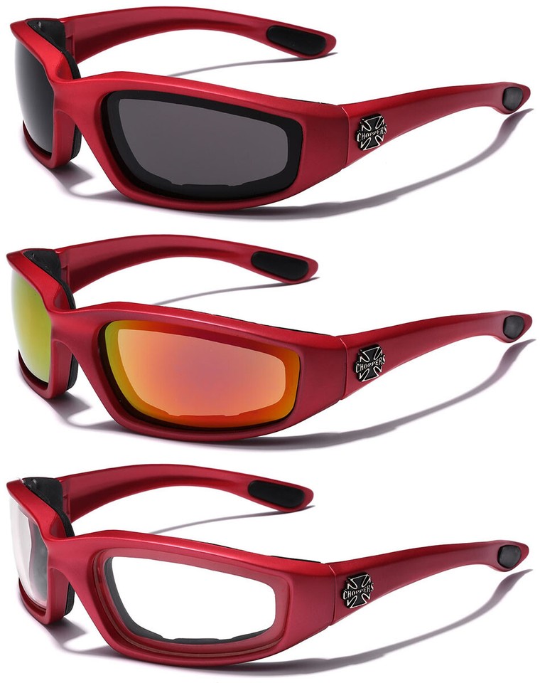 3 PAIR COMBO Red Choppers Wind Resistant Padded Motorcycle Riding ...