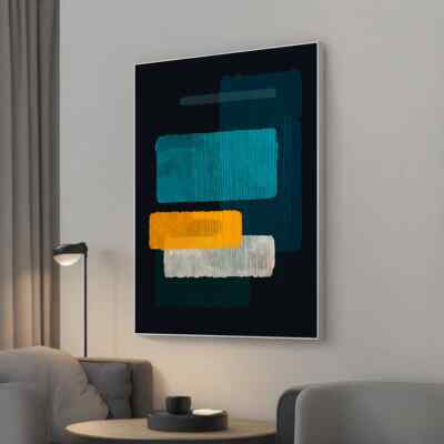 Yellow White Turquoise Mark Canvas Unframed Print Art | eBay Australia