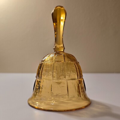 Vintage Fenton Amber Dinner Bell, Vibrant Color & Checker Pattern Glass ...