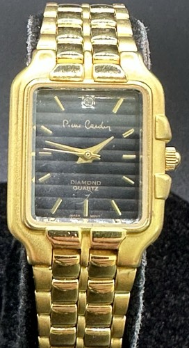 Vintage Pierre Cardin Gold Tone Rectangular Ladies Cuff Bracelet Watch ...