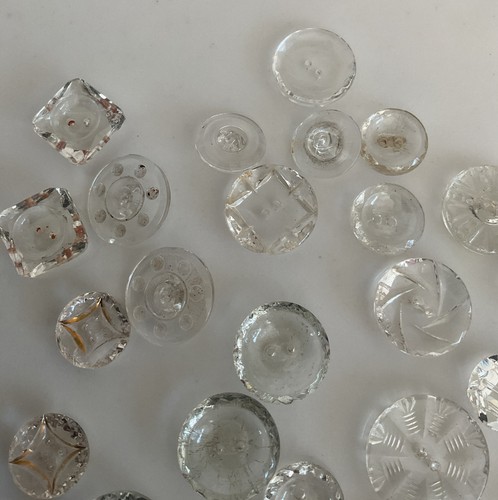 Lot Of 34 Vintage Clear Glass Buttons Various Sizes | eBay