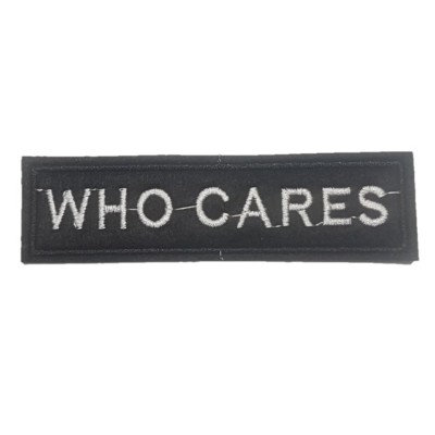 WHO CARES Iron On Patch Who Cares Text Biker Motorcycle Sew on transfer ...