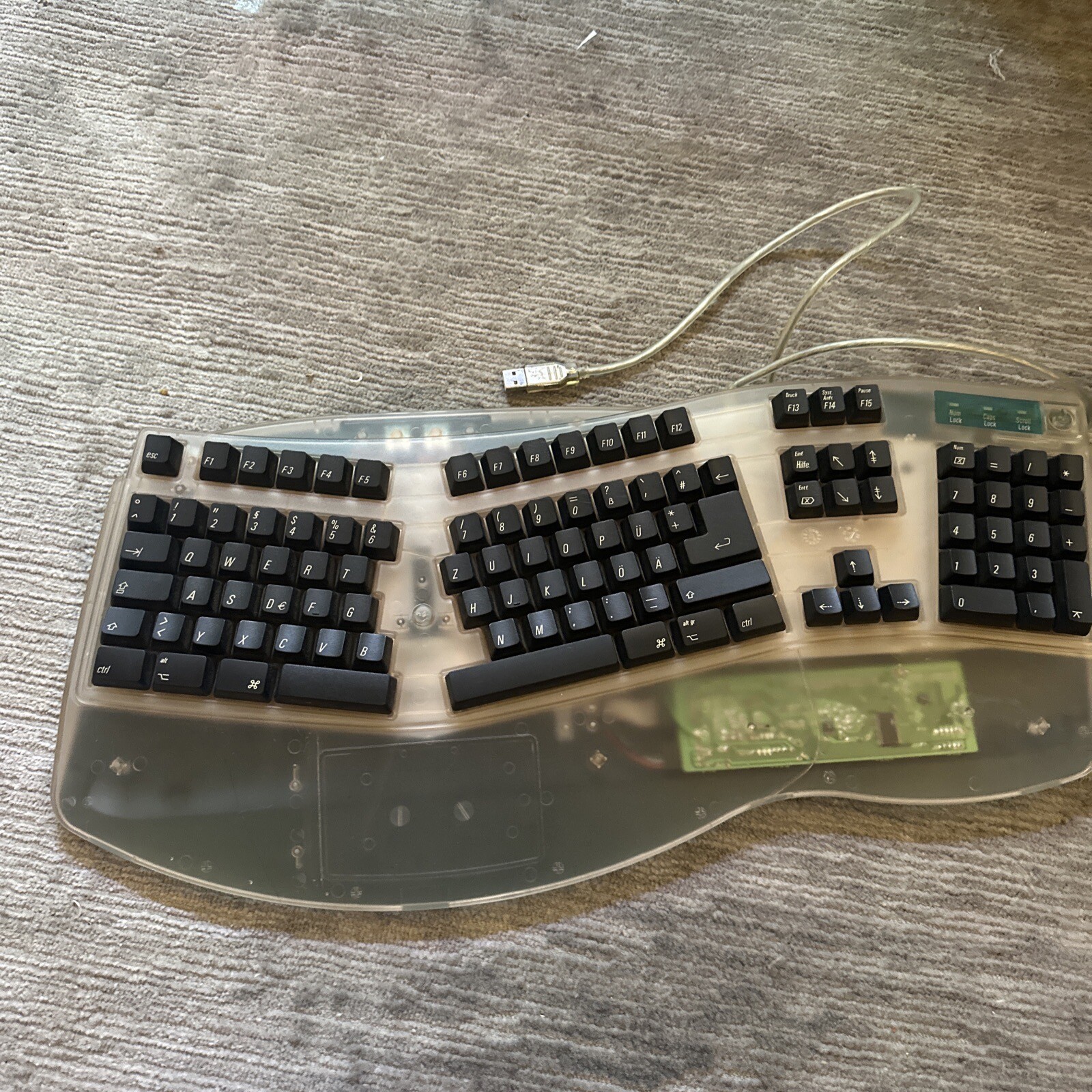 ORTEK TECHNOLOGY ERGONOMIC USB EURO KEYBOARD EKB-880 translucent Clear ...