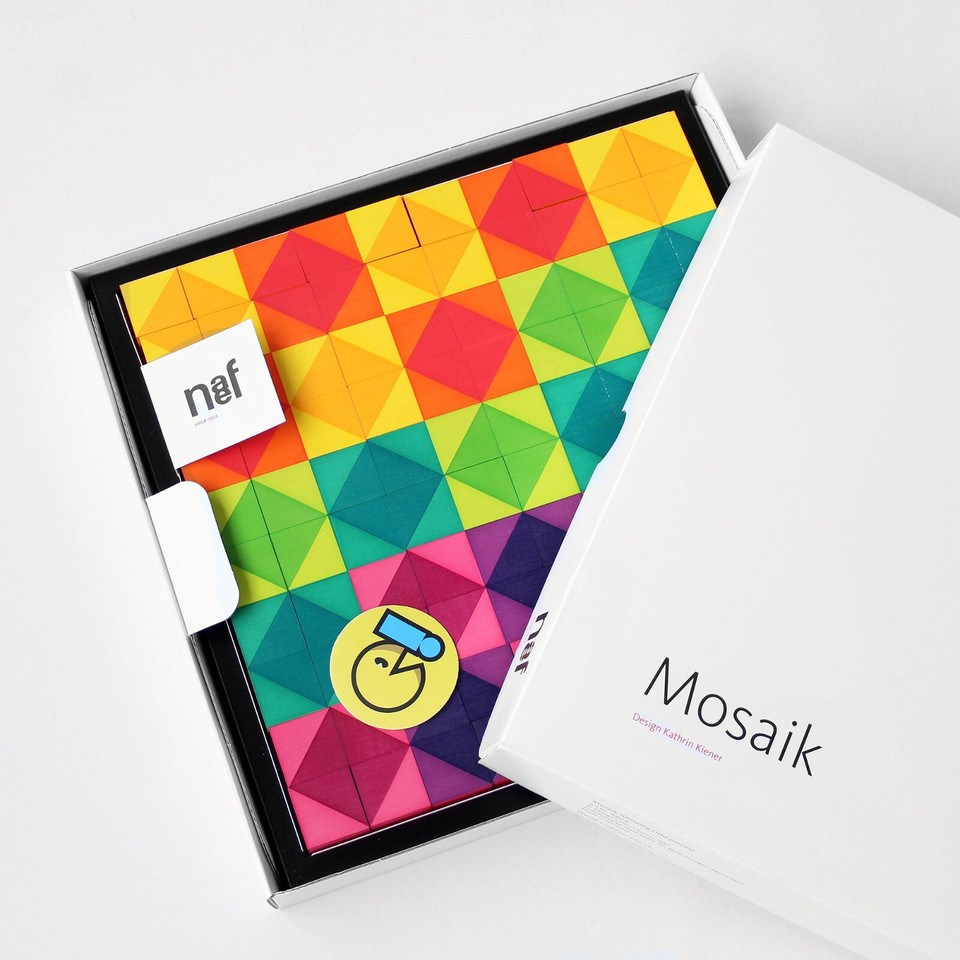 Naef Mosaik 100 puzzle toy game wooden colorful rainbow Kathrin Kiener ...
