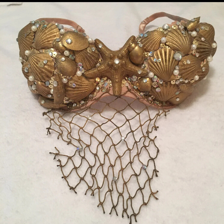 Handmade Shell Costume Bra with Matching Sash - Gem