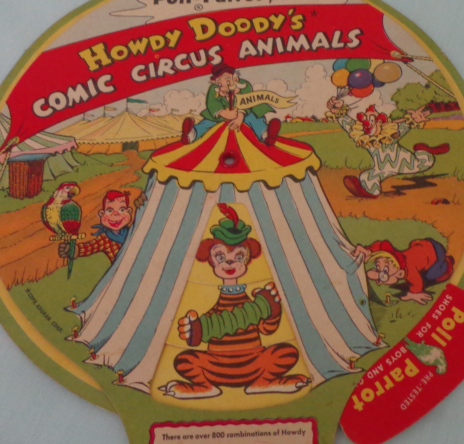 1954 Howdy Doody Comic Circus Animals Match Up Cardboard Toy Poll ...