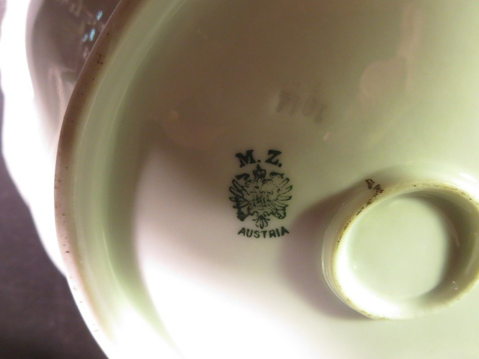 Lovely Hand Painted M Z Austria 10" Molded Bowl Pink, Red, White Roses ...