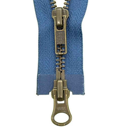 YKK Zip By 30-100 CM 5mm Metal Browned 2 Weg Divisible Jeans Blue 839 ...