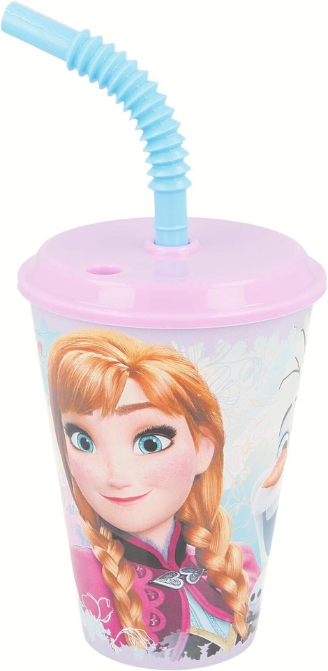 Disney Frozen Tumbler Cup 430ml Capacity with Straw with Anna and Elsa ...