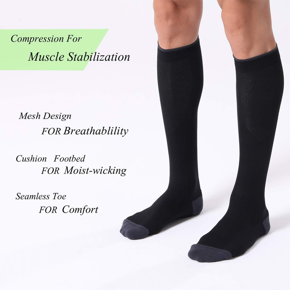 3 Pairs Compression Socks for Women and Men 20-30mmHg- Circulation and ...