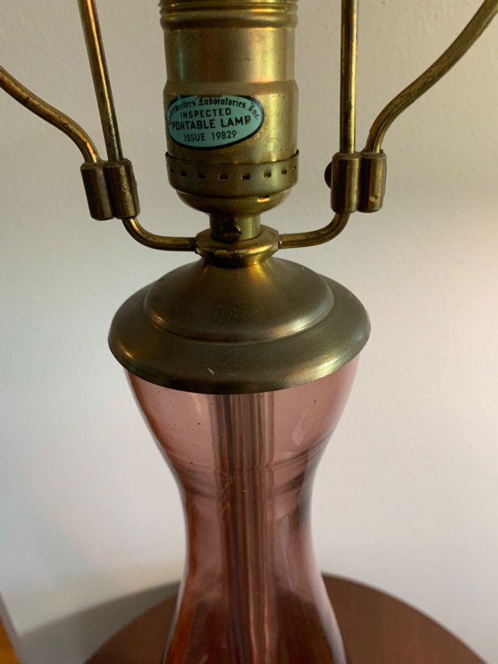 RARE Blenko MCM 32” AMETHYST Glass Table Lamp with Hard to Find ...