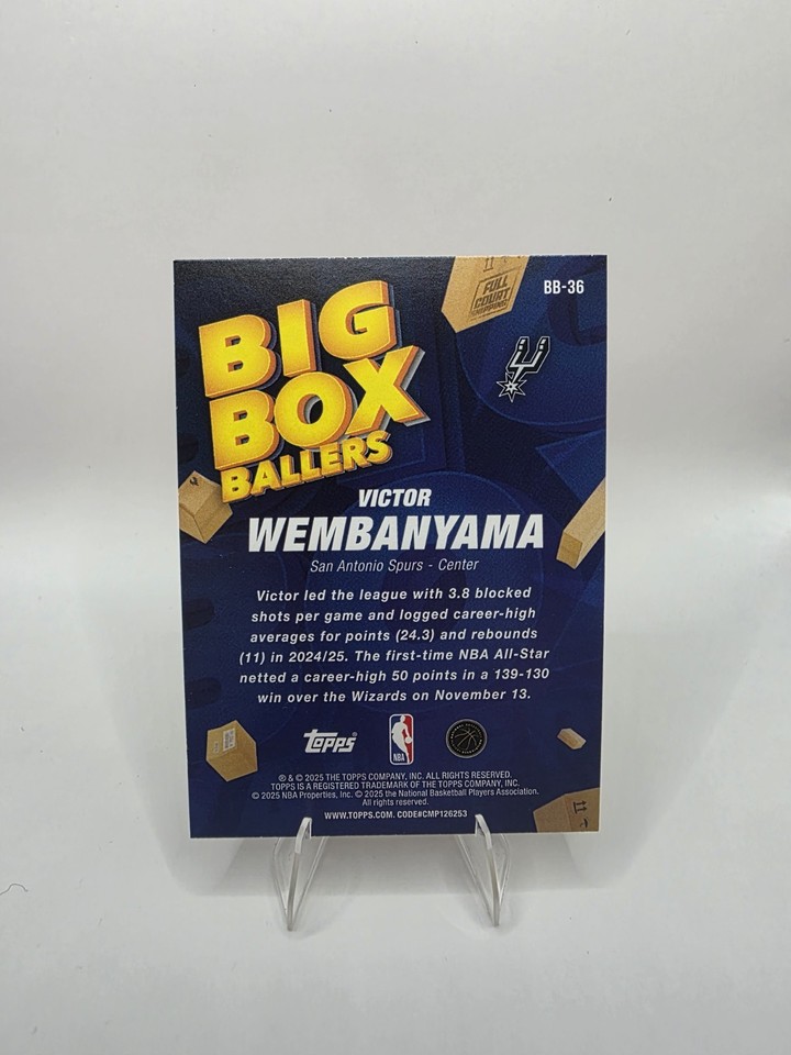 2025-26 Topps Basketball Victor Wembanyama Big Box Ballers BB-36 SP ...