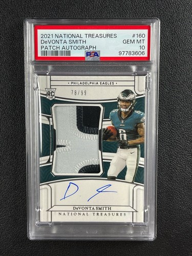 POP4 DEVONTA SMITH PSA 10 2021 NATIONAL TREASURES #160 ROOKIE PATCH ...