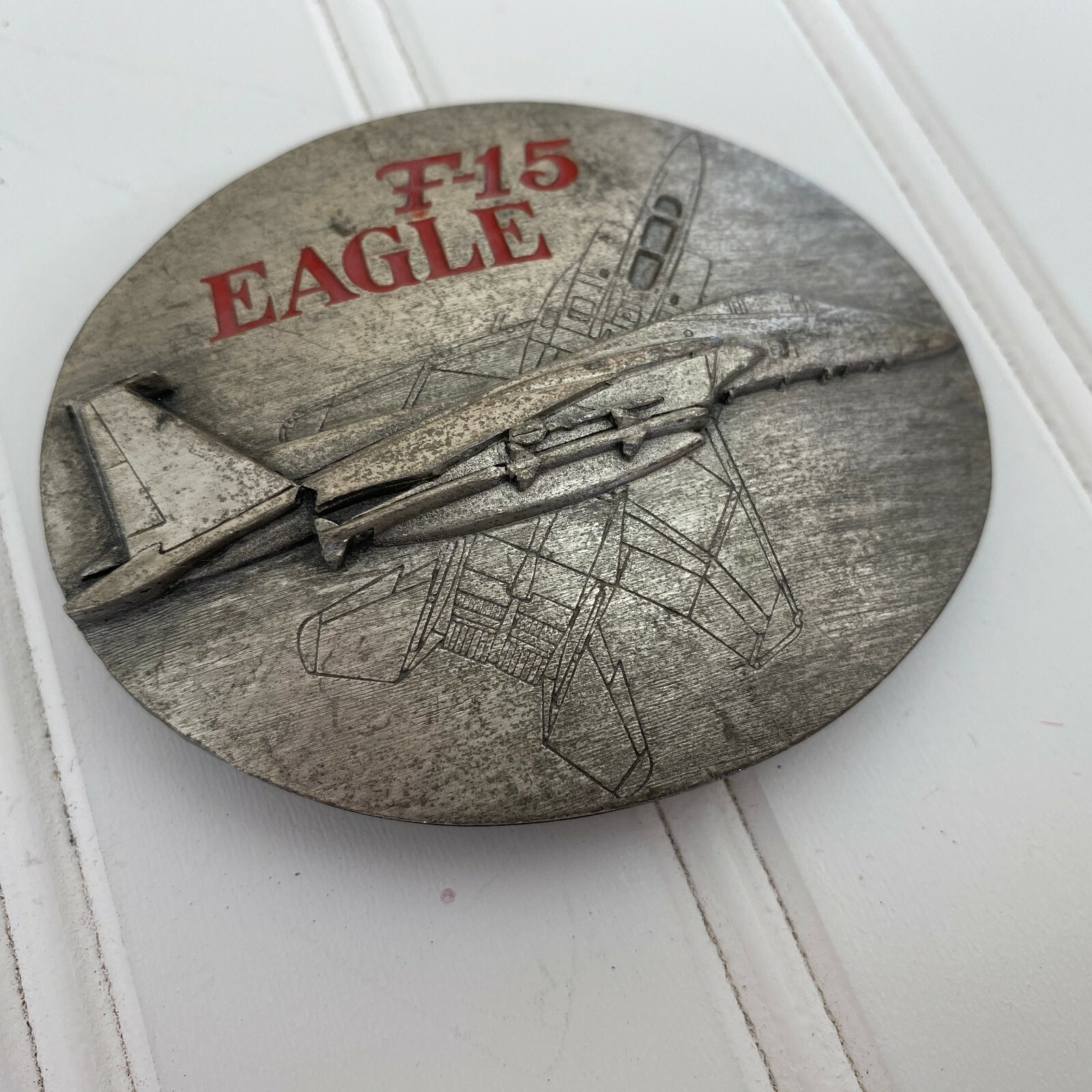 Vintage 1990 F-15 EAGLE Fighter Jet Aircraft Belt Buc… - Gem