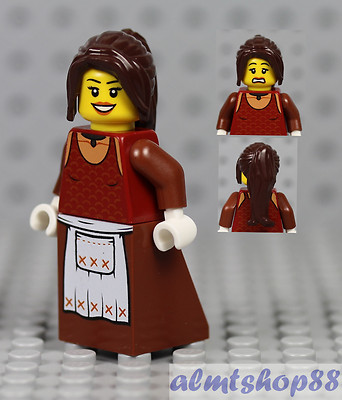 LEGO - Minifigure Brown Apron Dress Brown Ponytail Hair Peasant Girl ...