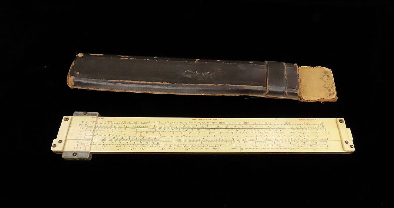 VINTAGE FREDERICK POST SLIDE RULE no 1462 w/ LEATHER SHEATH | eBay