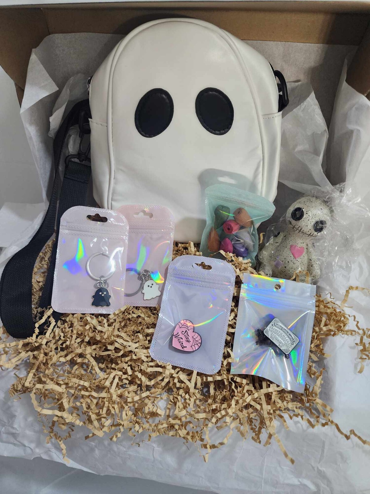Cute & Spooky Gift Box- Crossbody ghost bag, incense/holder, 2 ...