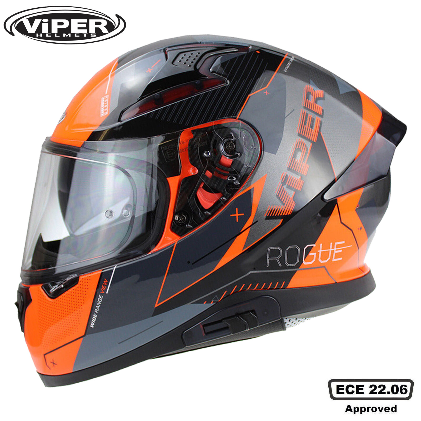 Viper RS-V95 Full Face Motorbike Motorcycle Helmet - Rogue orange/black ...