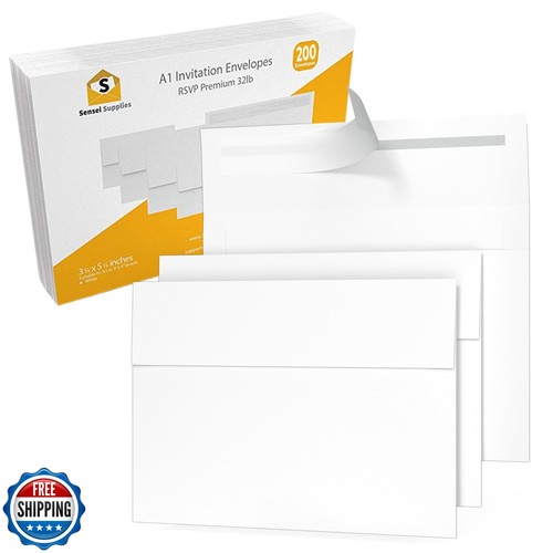 200 3 ⅝ x 5 ⅛ White RSVP Small Envelopes - A1 - For Weddings Response ...