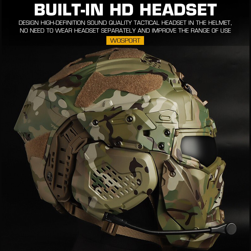 Tactical Assault Helmet Ii Built-In Headset with Mask Anti-Fog Mini Fan ...