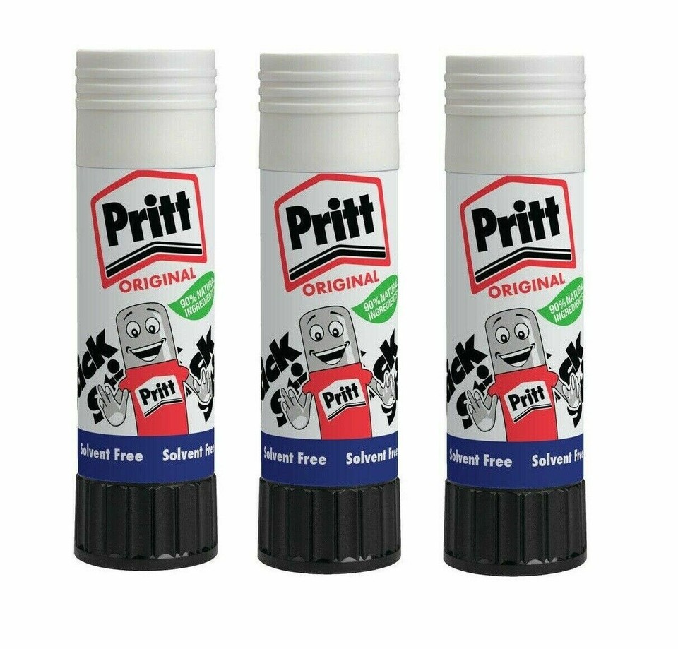 3 PACK GENUINE PRITT STICK GLUE Sticks Washable Non Toxic For Office ...