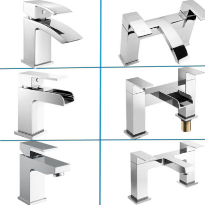 Modern Bathroom Square Waterfall Tap Set Basin Mixer Bath Filler Shower ...