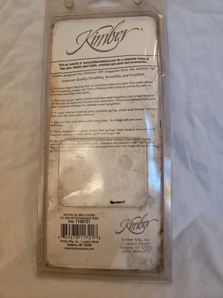 KIMBER 1911, 8 RD round Stainless Mag Magazine 45 ACP, KimPro Tac-Mag ...
