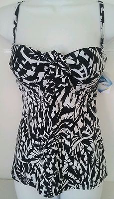 Croft & Barrow Swim Tankini Bust Enhancer UnderWire Bandeau Top Black ...