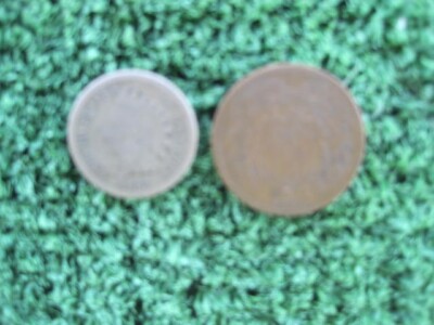 Two Civil War Era Coins, 1863 Indian Head Penny and 1865 Two Cent Piece ...
