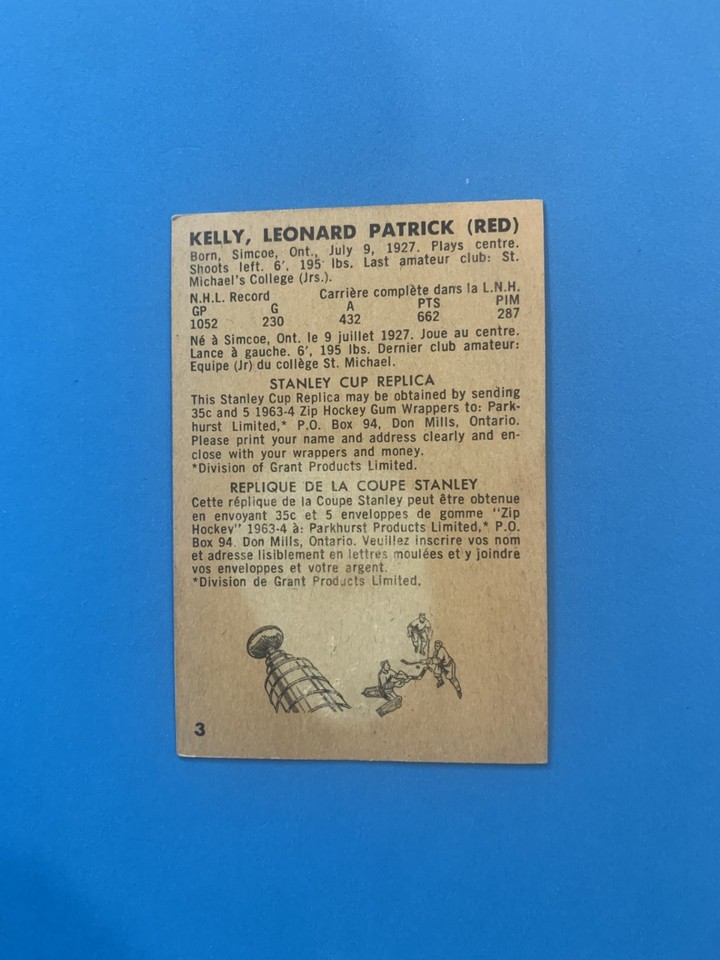 63/64 Parkhurst #3 Red Kelly Toronto Maple Leafs HOF VG-EX | eBay