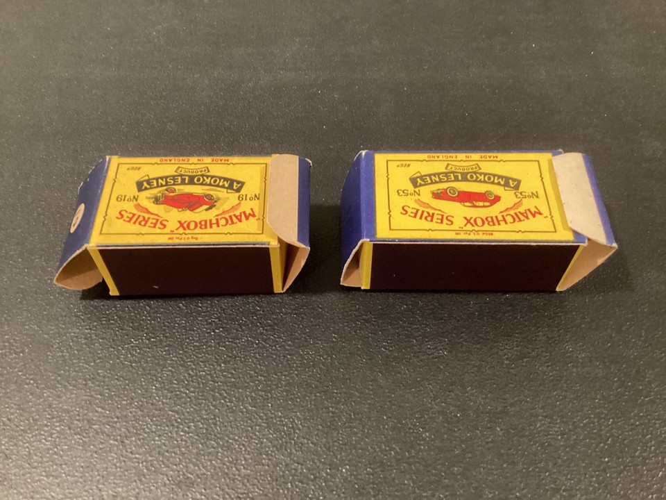 Vintage Moko Lesney Matchbox. Empty Boxes #19 MG TD Sports Car & 53 ...
