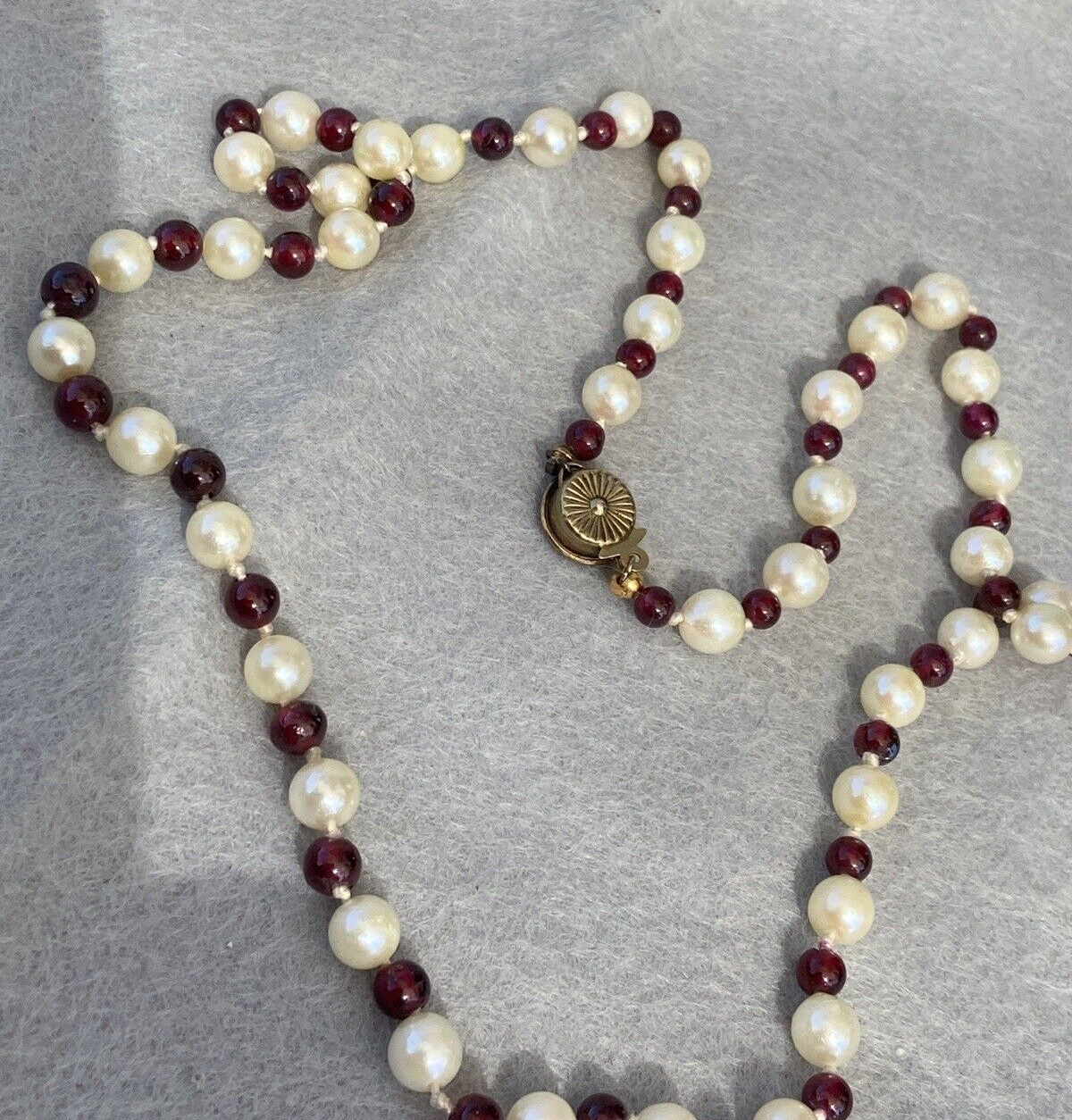 1920's White Cultured? Pearls-Red Glass-Knotted Gold … - Gem