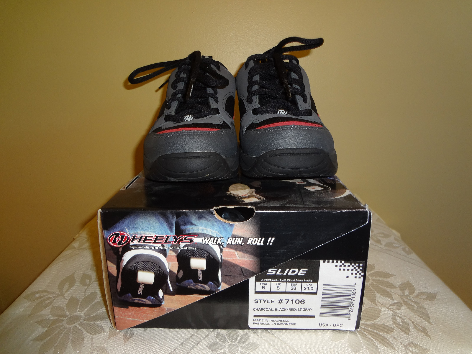 Kids Heelys Slide Roller Shoe w/Box Style #7106 Charcoal/Black/Red/Gray ...