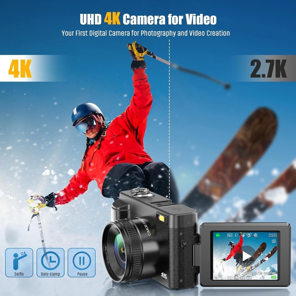 Digital Camera,Oiadek 4K 48MP Autofocus Vlogging Camera with 32G Memory ...