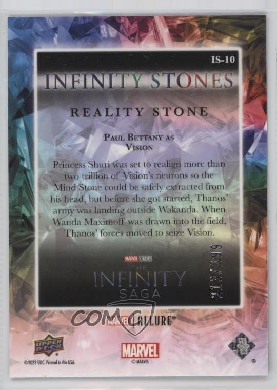 2022 Marvel Allure Infinity Stones Reality Stone /299 Vision Paul ...