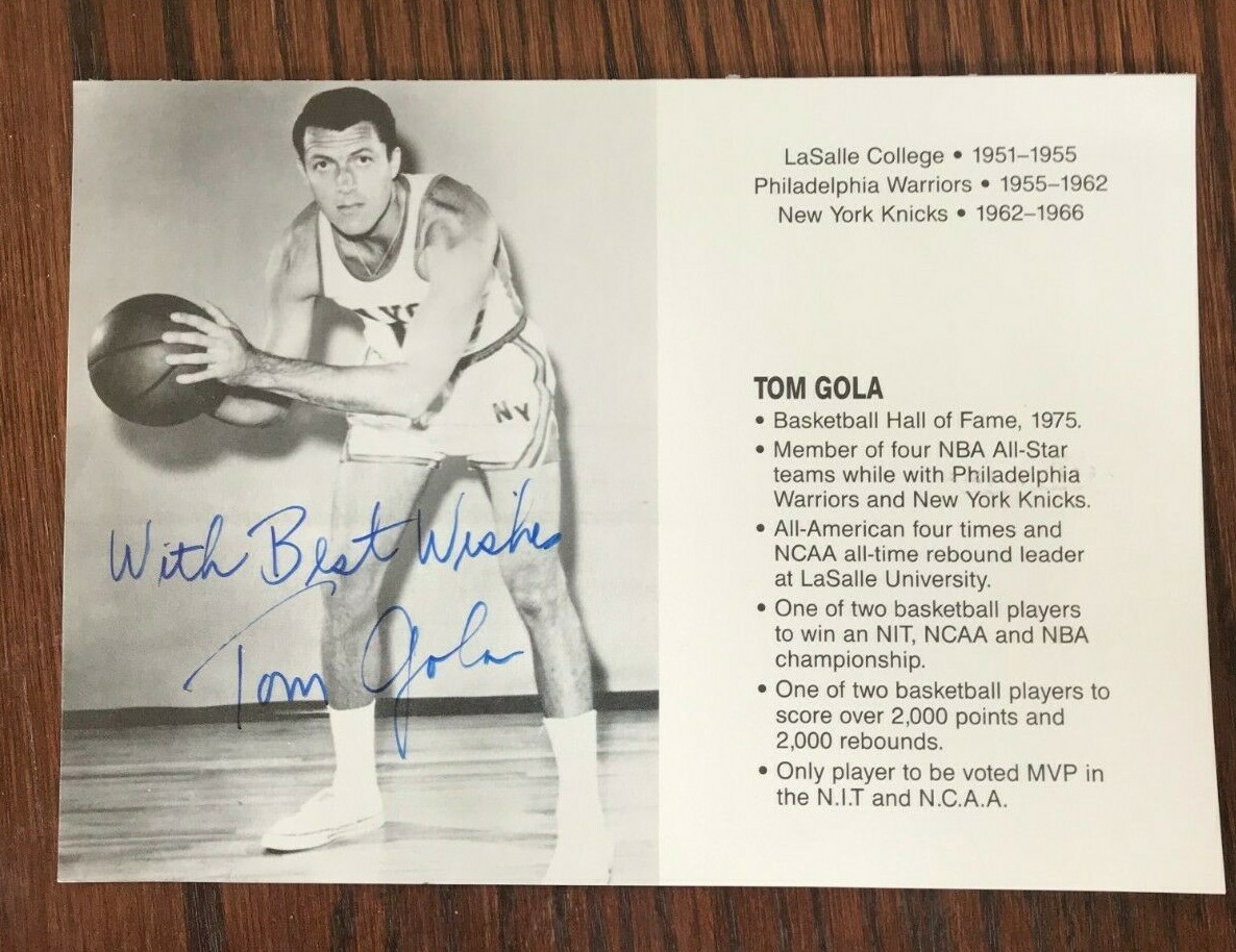 TOM GOLA Signed 7 x 5 Card HOF New York Knicks 1962-1966 | eBay