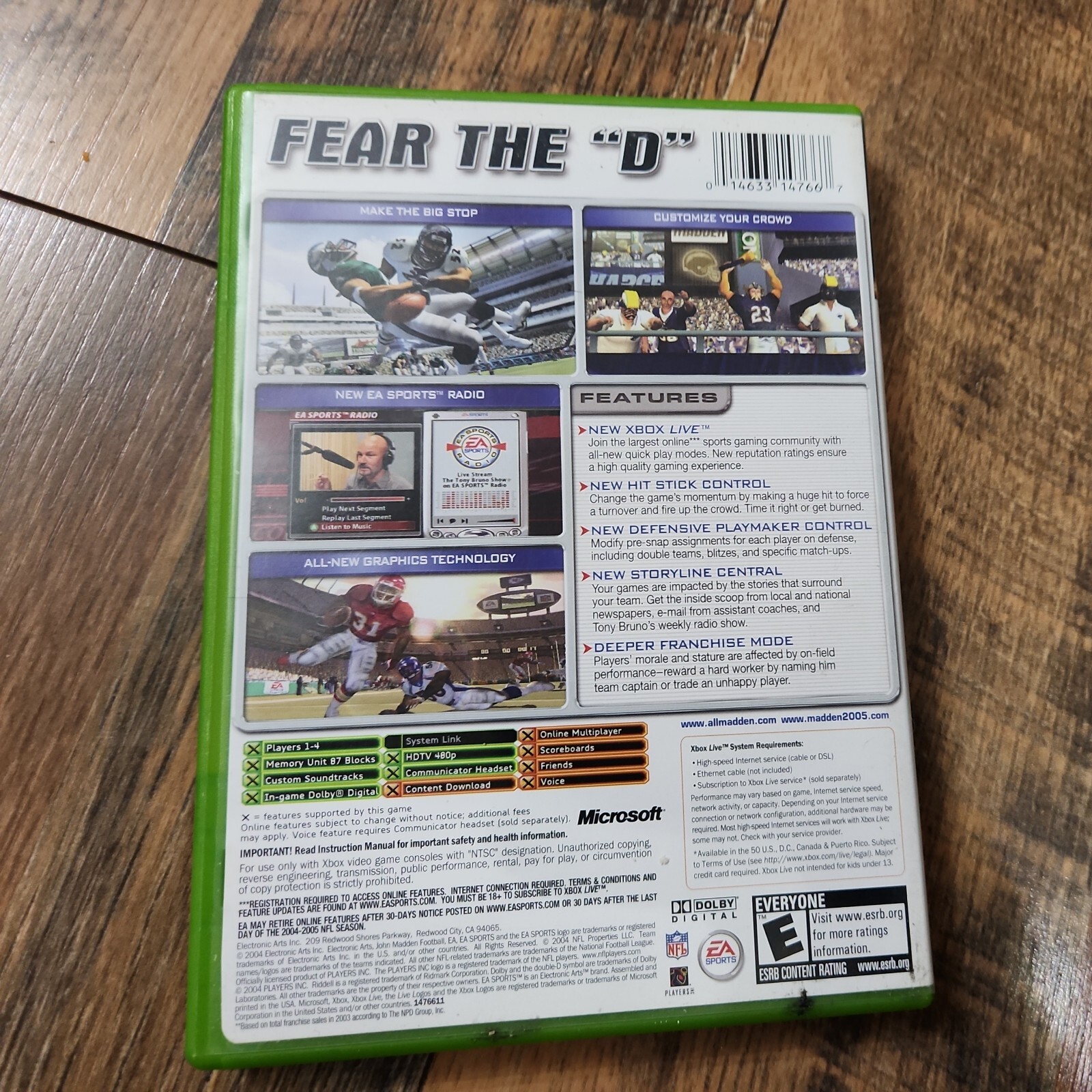 Madden NFL 2005 Microsoft Xbox Game Retro Sport Videogame Disc Ray ...