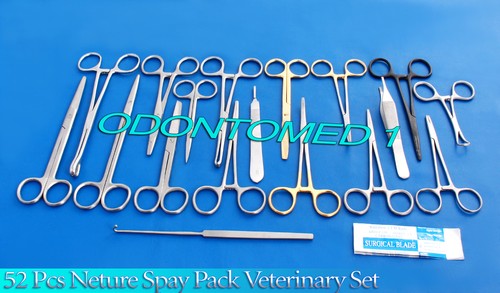 52 PCS NEUTER SPAY PACK SURGICAL INSTRUMENTS GOLD HANDLE BLACK COLOR | eBay