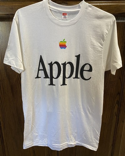 Vintage Apple Computer Rainbow Logo White T-Shirt 80's 90's Large | eBay