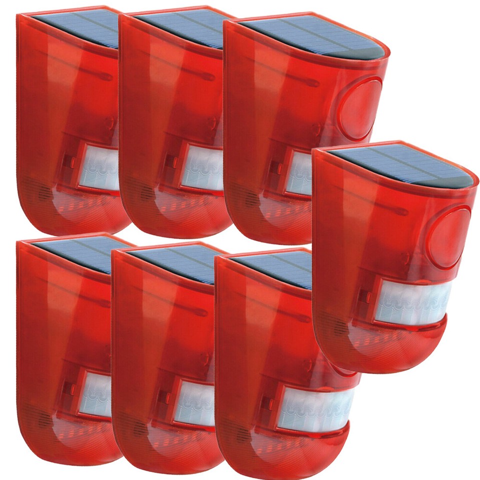 Solar Motion Sensor Alarm 129dB Loud Warning Light Outdoor Security ...