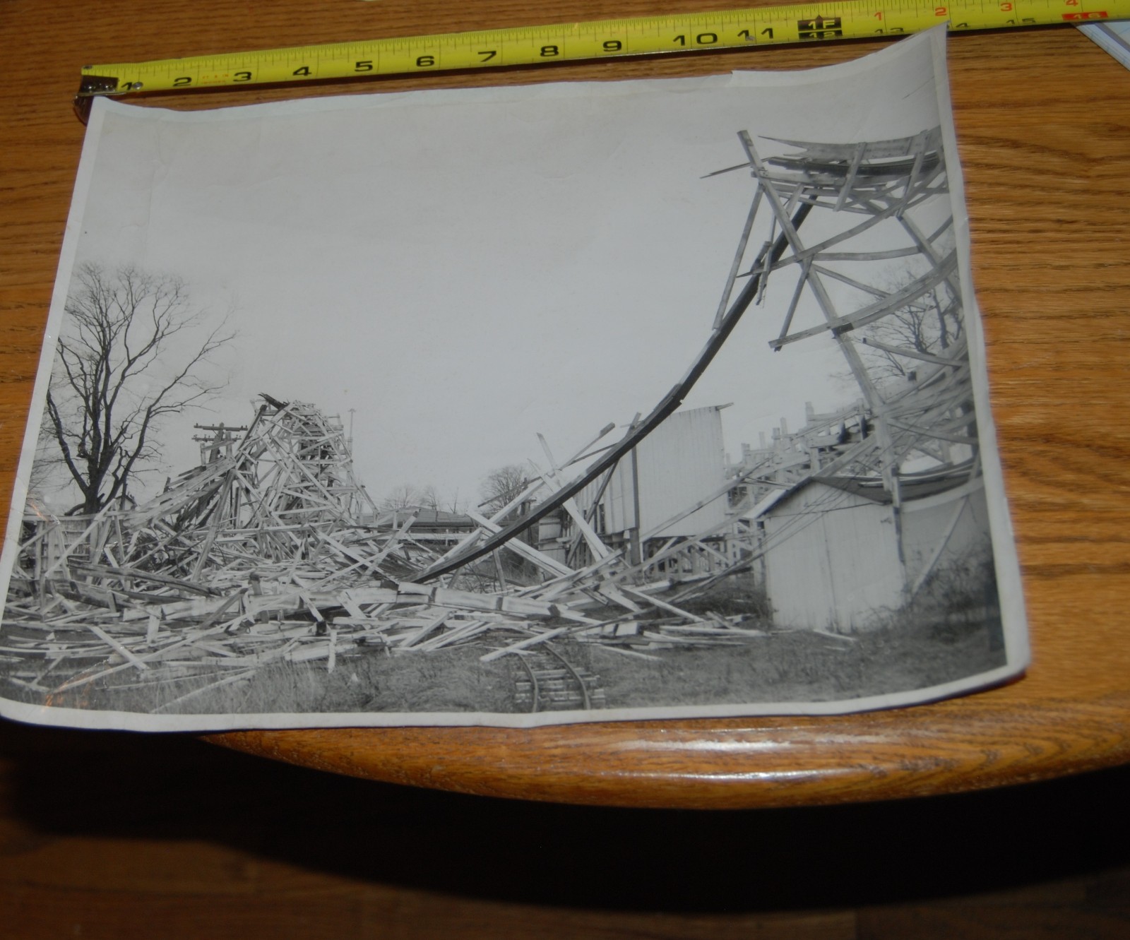 1950 destroyed roller coaster due to tornado Suburban Park 11" x 14 ...