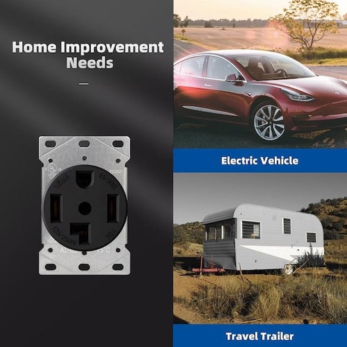 30 Amp 125/250V NEMA 14-30R Flush Mount Power Outlet Single Straight ...