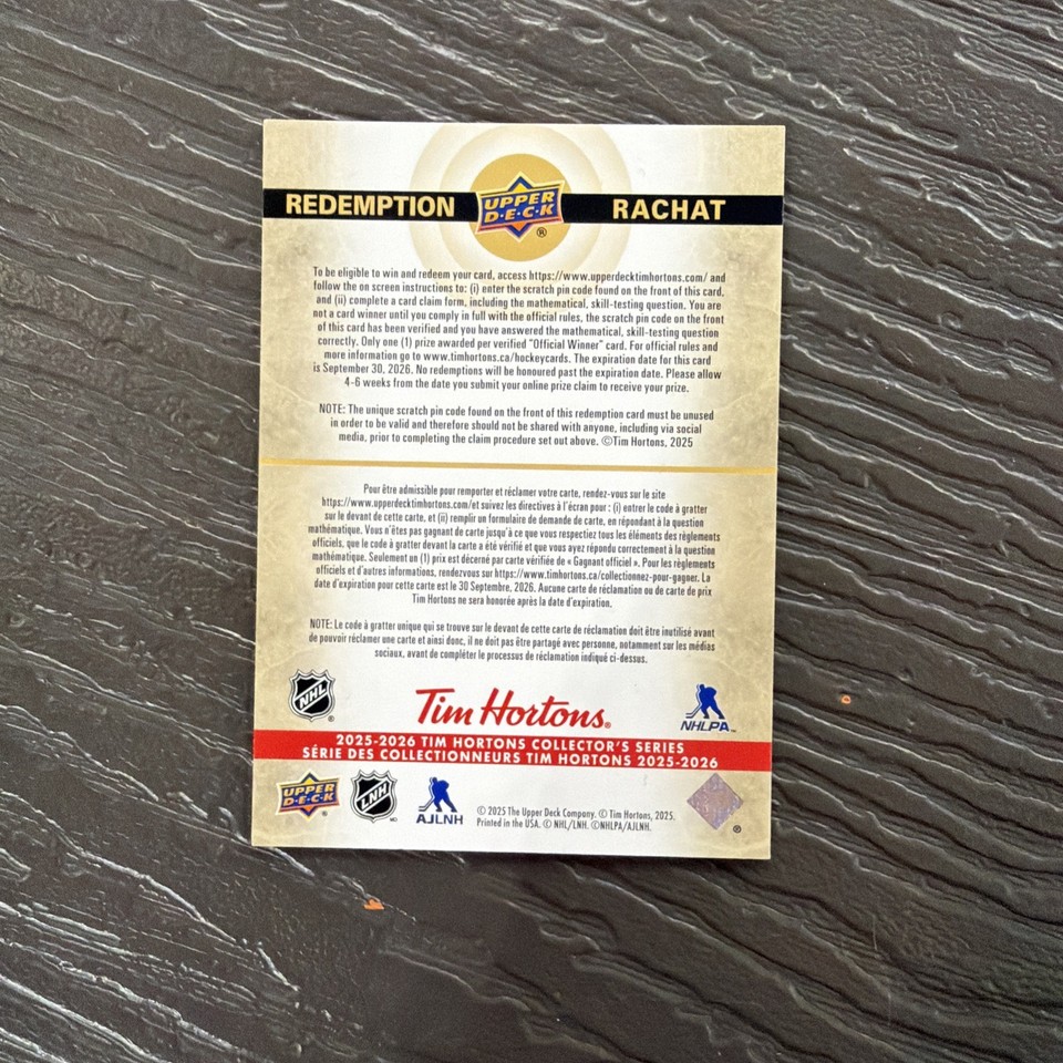 2025-26 Upper Deck Tim Hortons Top Draft Pick Redemption 🔥 Matthew ...