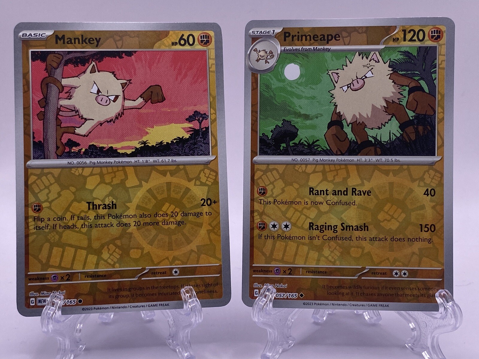 Pokémon 151 Mankey 056/165 & Primeape Reverse Holo Evolution Set NM | eBay